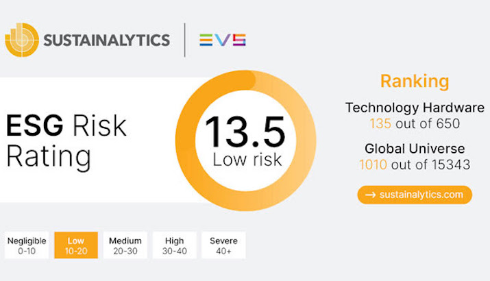 EVS receives lowest risk ESG rating from Sustainalytics